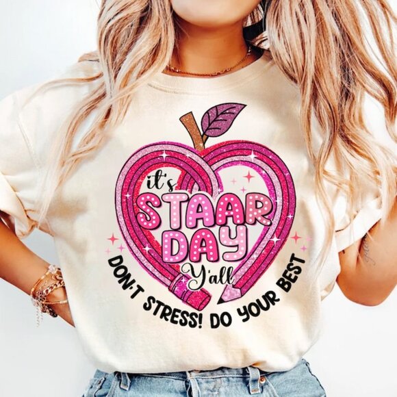 Tops | Its Star Day Dont Stress Do Your Best Test Day Pencil Testing ...